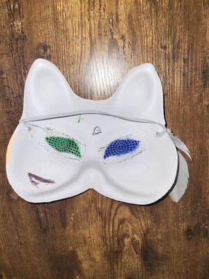 Hand painted tri color therian cat mask | eBay