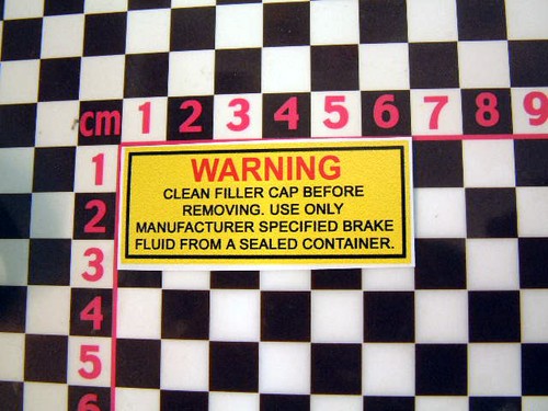 Period Brake Fluid Warning Sticker - Classic Car Detail Underbonnet ...