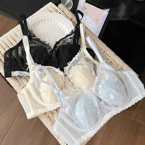 Shockproof Wireless Deep V Bra Push Up Lace Mesh Bra Women Underwear ...