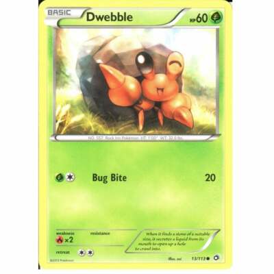 13/113 Dwebble Common: Pokemon Trading Card Game BW-11 Legendary ...
