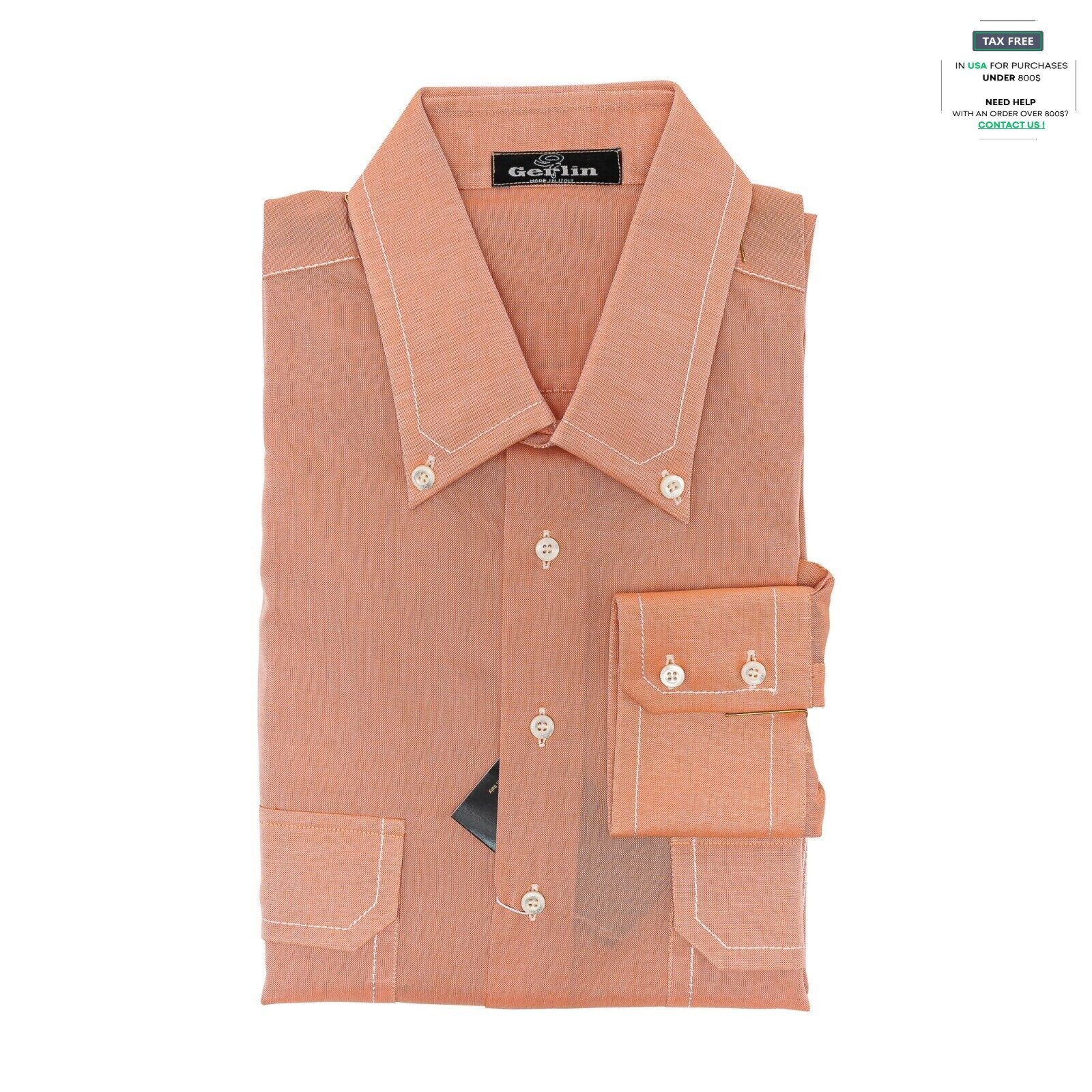690$ LUXURY GERLIN Shirt Peach Button-Down Cotton 16 - 41 9F BIJAN | eBay