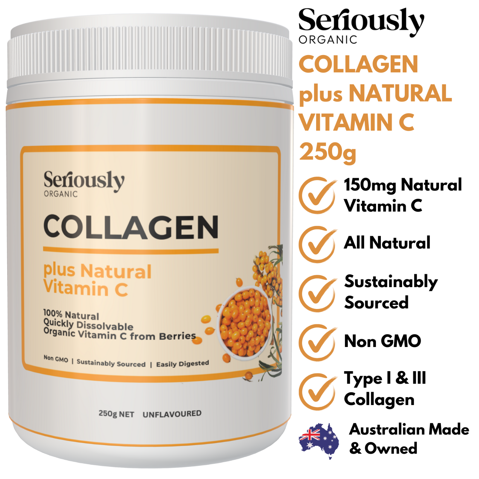 SERIOUSLY ORGANIC COLLAGEN NATURAL ORGANIC VITAMIN C BARIATRIC ...