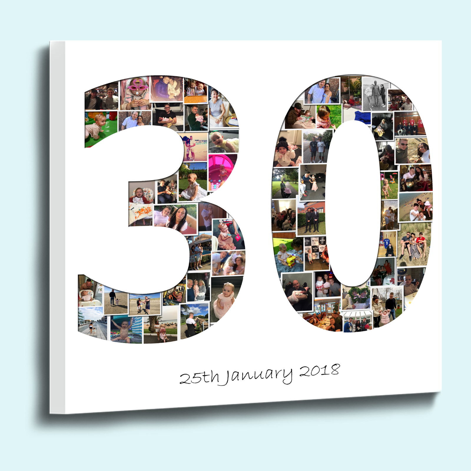 Fantastic personalised number shape photo collage box framed canvas ...