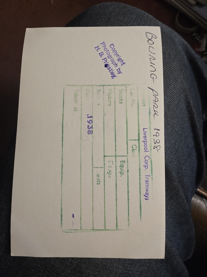 LIVERPOOL CORPORATION TRAMS. COPYRIGHT PHOTO. TRAM AT BOWRING PARK 1938 ...