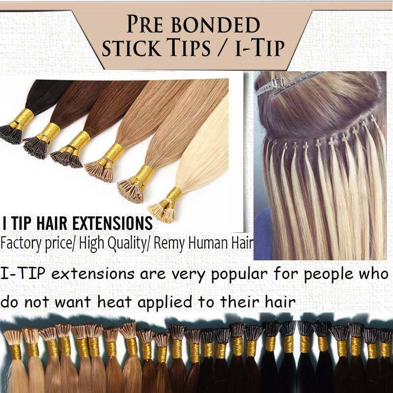 White 200pcs I-Tip Stick Tip Hair REAL Human Hair Extensions Micro Ring ...