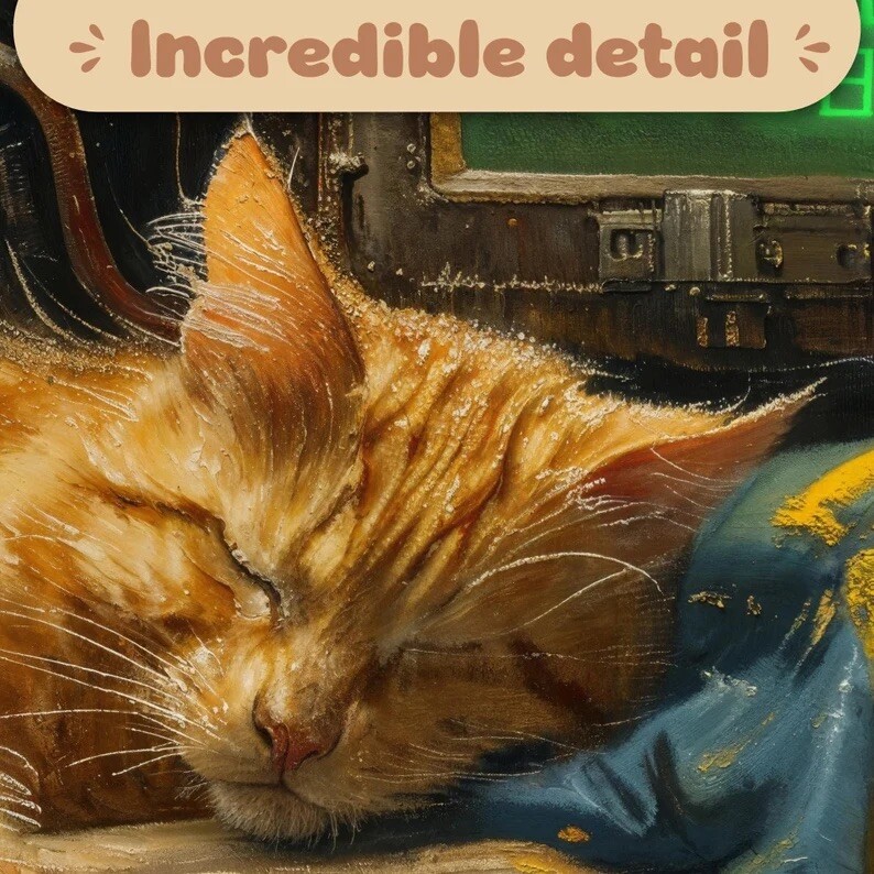 Wasteland Cat Dreams - Fallout Inspired Oil Painting Print Pip-Boy ...