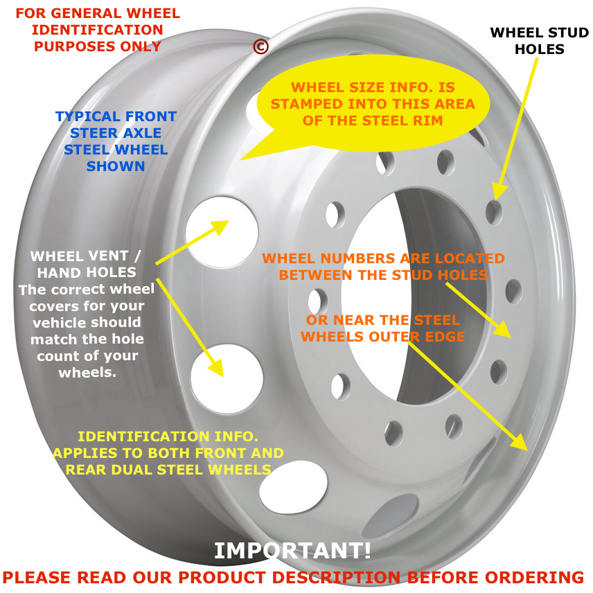 19.5" X 7.5" Ford F650 10 Lug Front Wheel Simulator Rim Liner Hubcap ...