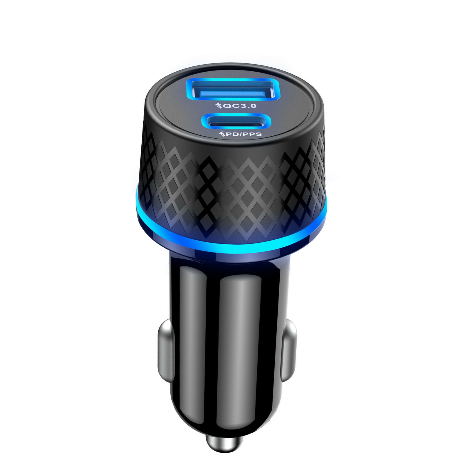 12-24V Portable USB-A/C Blue Soft LED Light Smart USB PD Car Charger ...