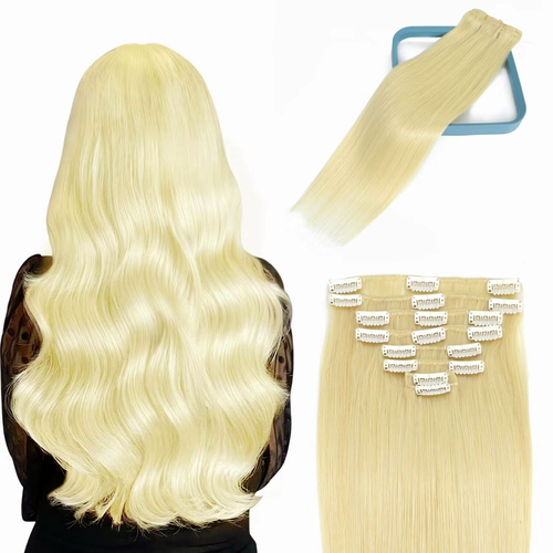 6 Pcs Hair Extensions, 24" Heat Resistant Clip-In Full Head Natural As ...