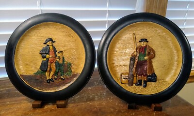 Antique Bretby Art Pottery Charles Dickens Plaques Oliver & The Beadle ...