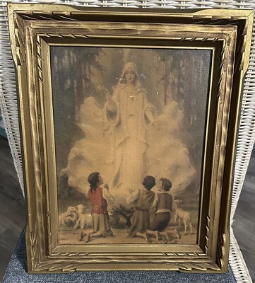C. Bosseron Chambers Lithograph Print OUR LADY OF FATIMA Ornate Frame ...