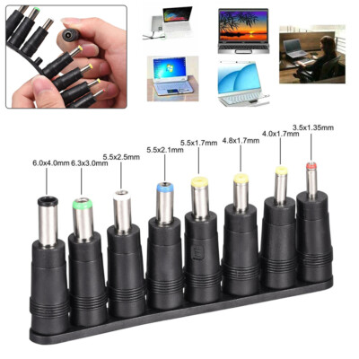 8Pcs Universal Tips AC/DC 5.5x2.1mm Power Adapter Plug Jack for Laptop ...