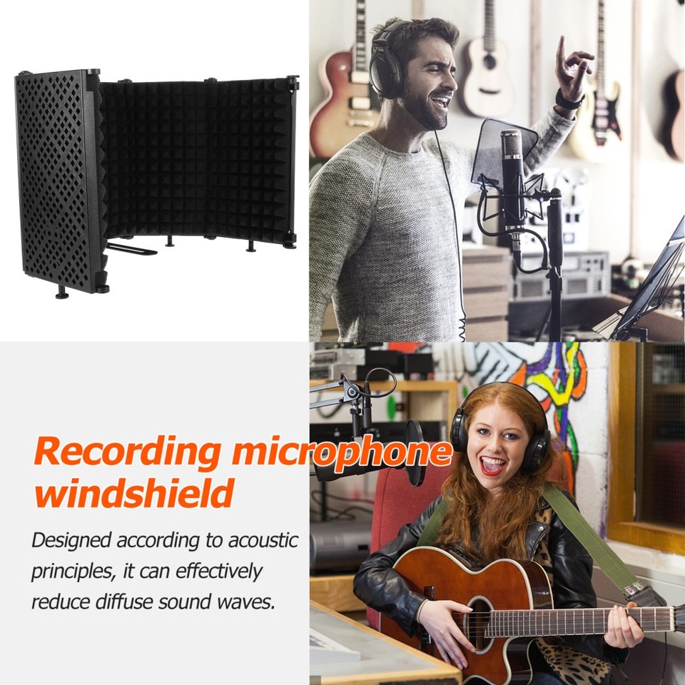 Five-door Sound Insulation Cover Isolation Shield for Mic Microphone ...