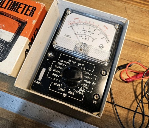 RARE Vintage AMD Multimeter VOLTAGE 1200, OHMS 12K w/ Probes & Original ...