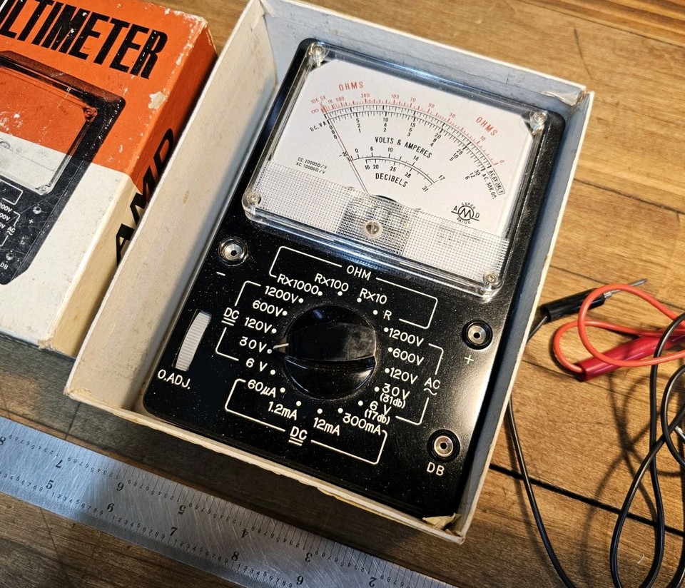 RARE Vintage AMD Multimeter VOLTAGE 1200, OHMS 12K w/ Probes & Original ...
