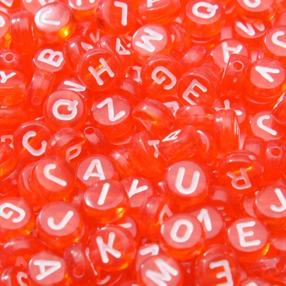 400pcs Acrylic Beads Accessories Red English Letter Beads DIY ...
