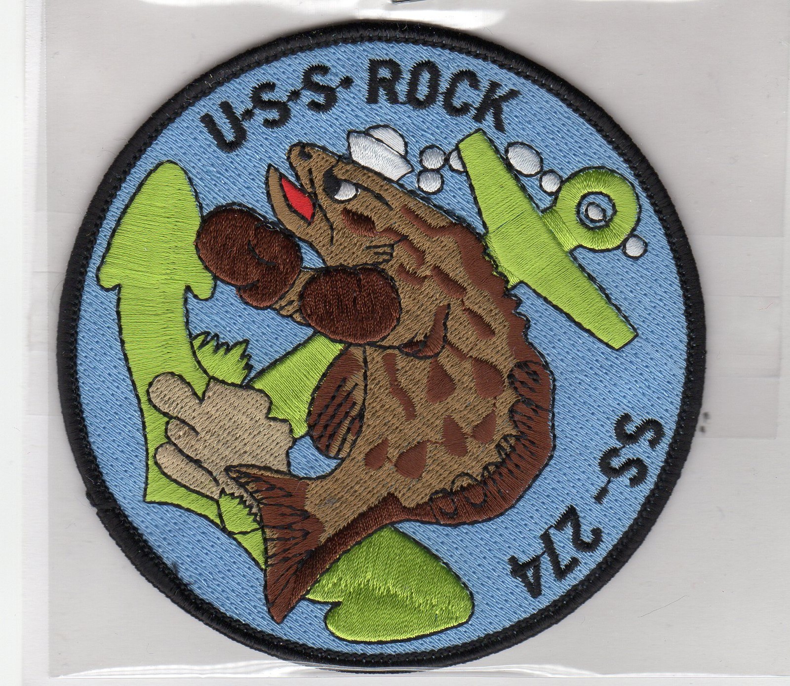 USS Rock SS 274 - Fish w/Boxing Gloves & Anchor BC Patch Cat No B620 | eBay