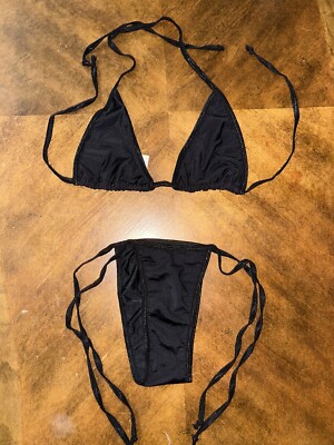 NWOT Sexy Skimpy Handmade Tri-Top Tie Side Bottom Little Black Flirt ...