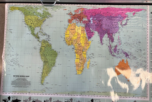 Huge Peters Projection World Map Laminated 36" x 51” Fast Free Shipping ...