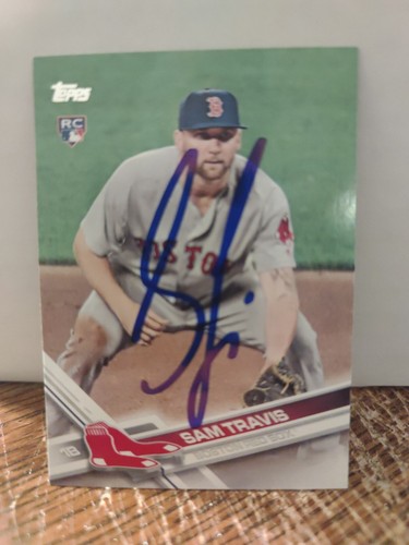 Sam Travis Autographed 2017 Topps Signed Baseball Card #US289 Boston ...