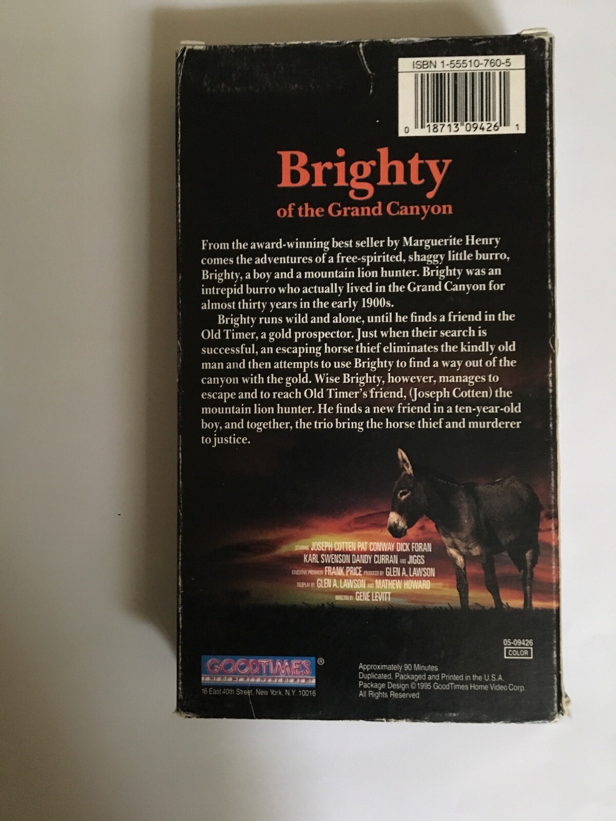Brighty of the Grand Canyon Starring Joseph Cotten RARE (VHS, 1988 ...