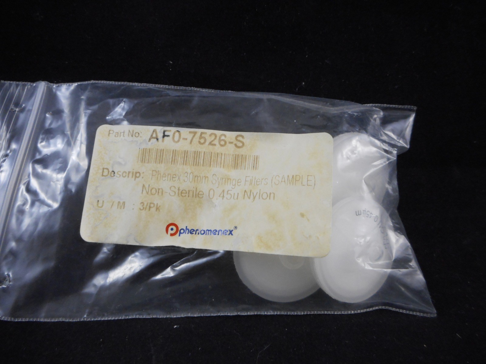 PHENOMENEX Plastic 30mm Syringe Filters Non-Sterile 0.45um Nylon 4/PK ...