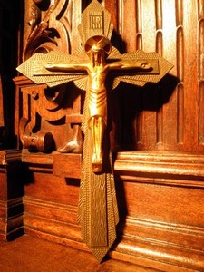 LARGE GILDED ART DECO PRIESTS ALTAR WALL CHAMBER CRUCIFIX | eBay