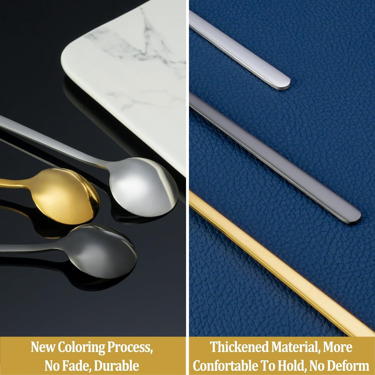 12PCS Coffee Spoons Set, 6.7 Inches Gold Tea Spoons Long Handle ...