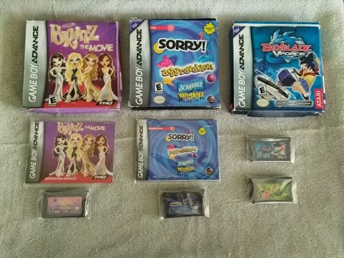 Nintendo GBA lot (4Games) W/BOXES & MANUAL - BRATZ, SPONGEBOB,SORRY ...