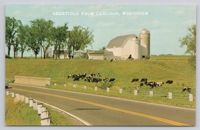 Cameron Wisconsin, Greetings From, Cattle Farm Scene 1977 WI Postcard ...