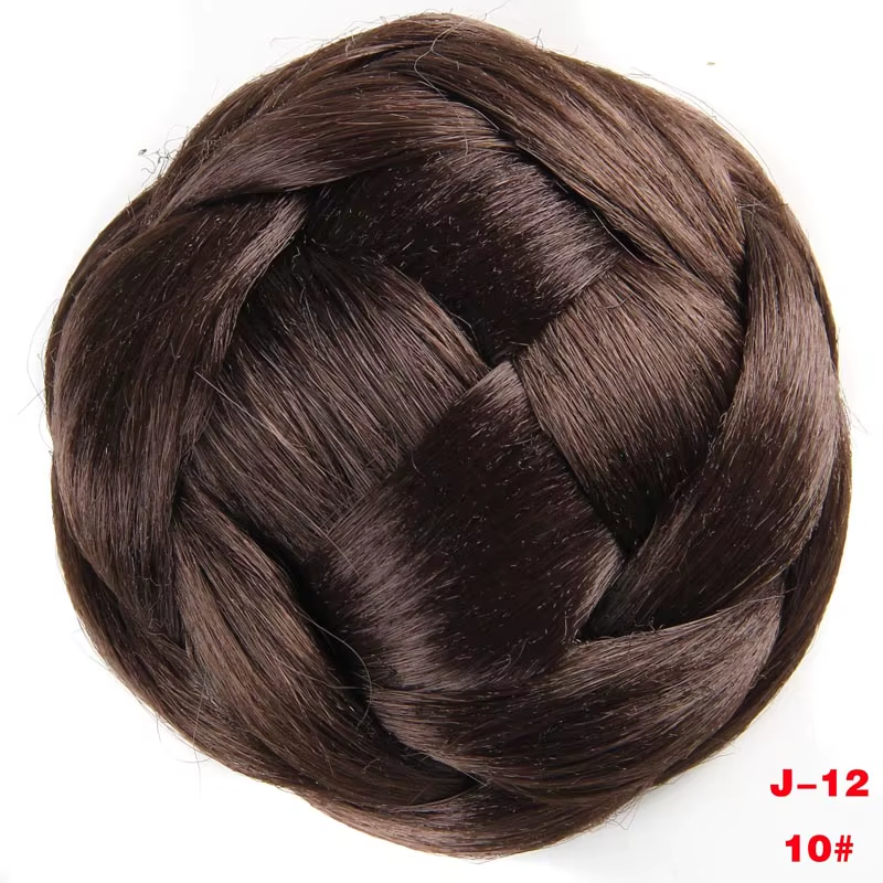 Women'S Synthetic Hair Chignon Scrunchie Clip-On Braided Bun Donut ...