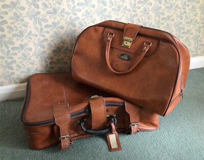 Slazenger Dunlop vintage stylish luggage - suitcase and holdall, tan ...