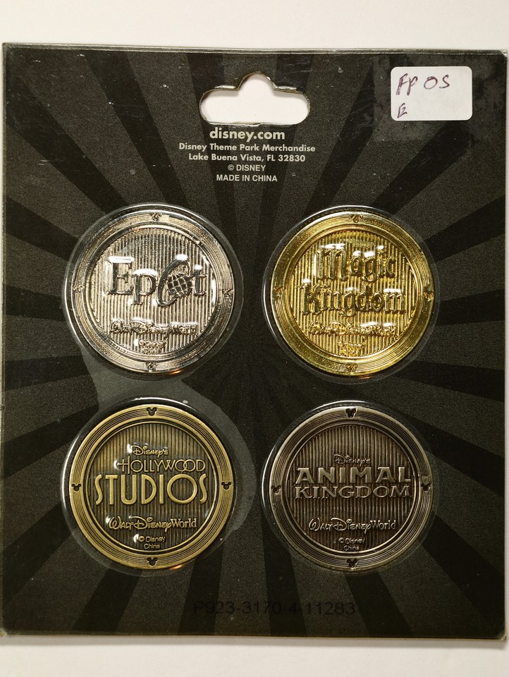 Set of 4 Walt Disney World Theme Park Merchandise Collector's Coin Set ...