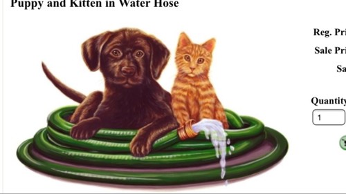 Tatouage by Carolyn Yovan Rub-on transfer - Puppy and Kitten in Garden ...