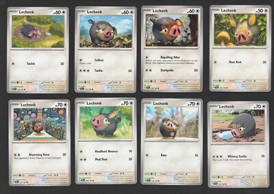 Lechonk Pokemon Card Collection Set of 8 English Cards Cute Colorless ...