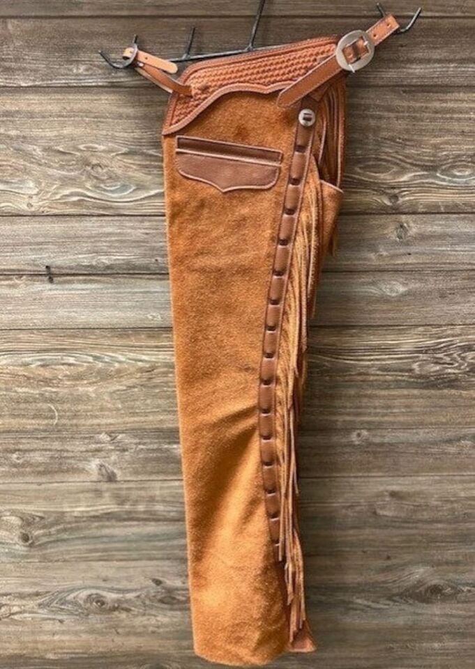 Western Cowboy Chap Fringes Suede Leather Pant Riding Chaps | eBay
