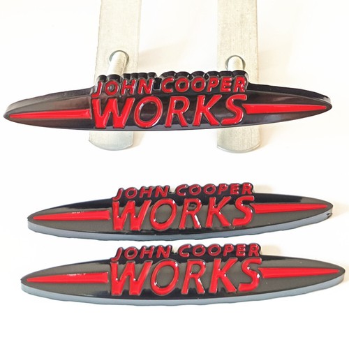 3x 135mm BLACK/R JOHN COOPER WORKS Grille Badge Emblem Sticker for MINI ...