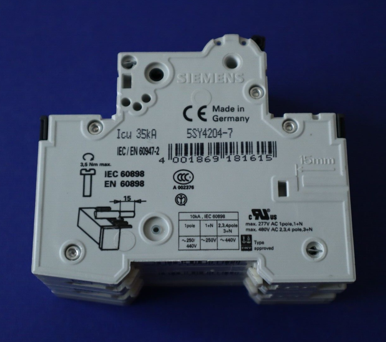SIEMENS Leitungsschutzschalter/ 5SY4204-7 + Hilfsstromschalter 5ST3010 ...