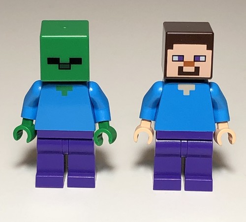 LEGO Steve & Zombie Minecraft Square Head Minifigure Lot 21119 | eBay