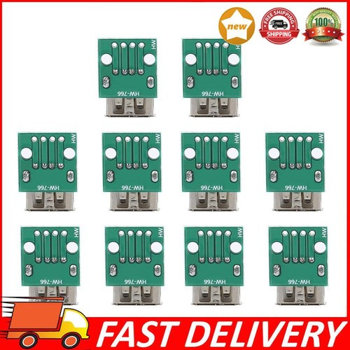 10pcs USB 2.0 Female Jack Socket to DIP 4P Adapter PCB Board Terminals ...