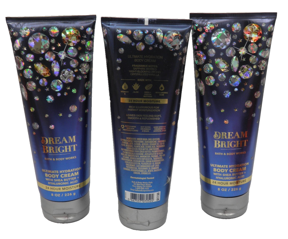 3 BATH & BODY WORKS DREAM BRIGHT Body Cream Lotion Ultimate Hydration ...