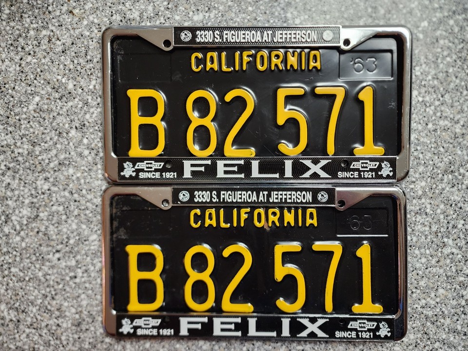 1963 Black California Commercial License Plates, 1963, DMV Clear ...