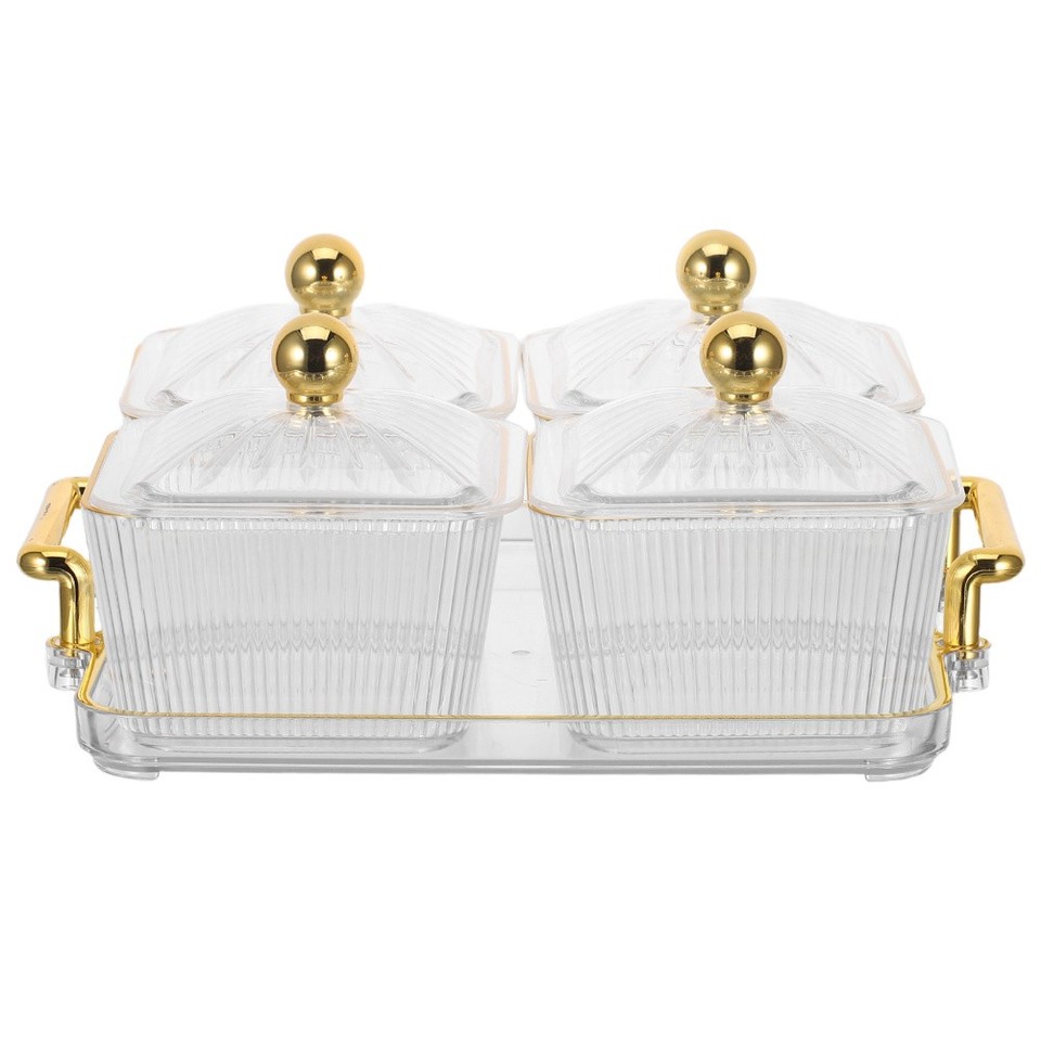 Four-compartment Nut Snack Plate Divided Appetizer Tray with Lid | eBay ...