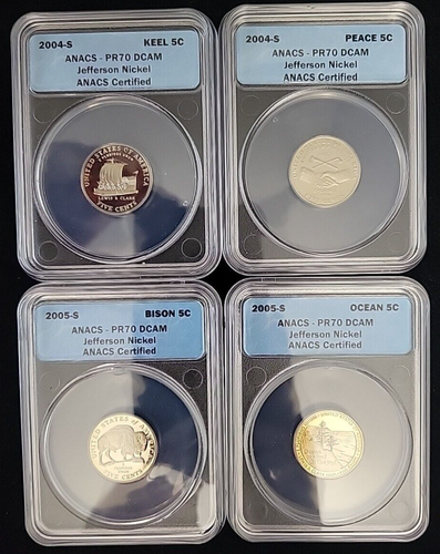 2004-2005 Proof Jefferson Nickels 5c ANACS PR70 | Flawless PF70 ...
