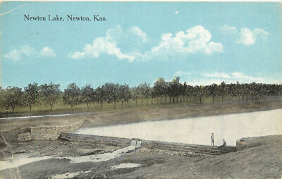 Postcard Newton Lake Newton KS Harvey County Reservoir and Little Dam ...