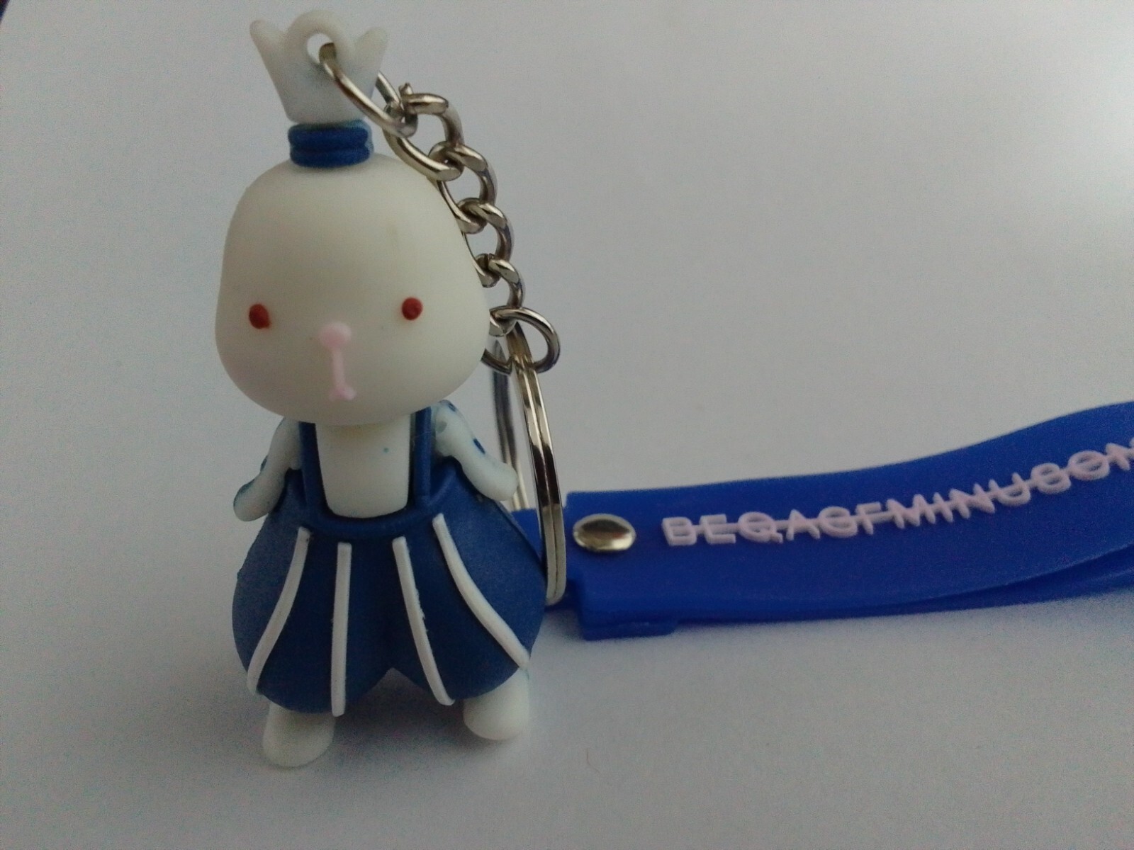 Key Tag BEQAGFMINUSONE Blue Color And White Rubber Flower Art Siver ...