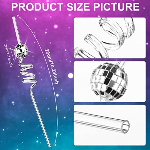 20 Pieces Disco Ball Straws Mirror Silver Mini Disco Ball Decorative ...