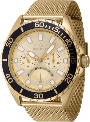 Invicta Pro Diver GMT Retrograde Quartz Gold Dial Men's Watch 46908 | eBay