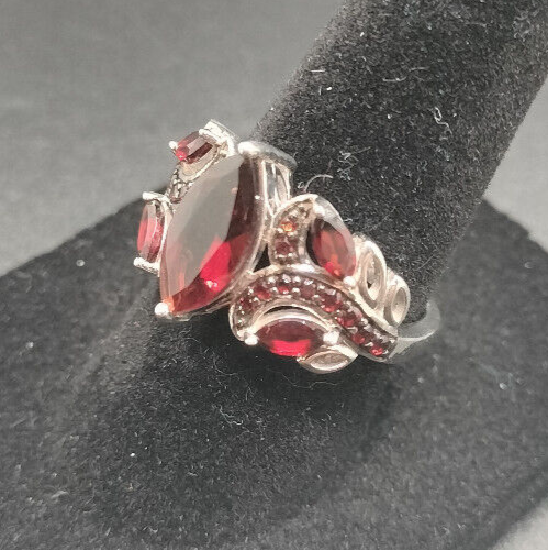 Ruby Red Multi Stone Marquise Cut BBJ 925 Sterling Silver Womens Ring ...