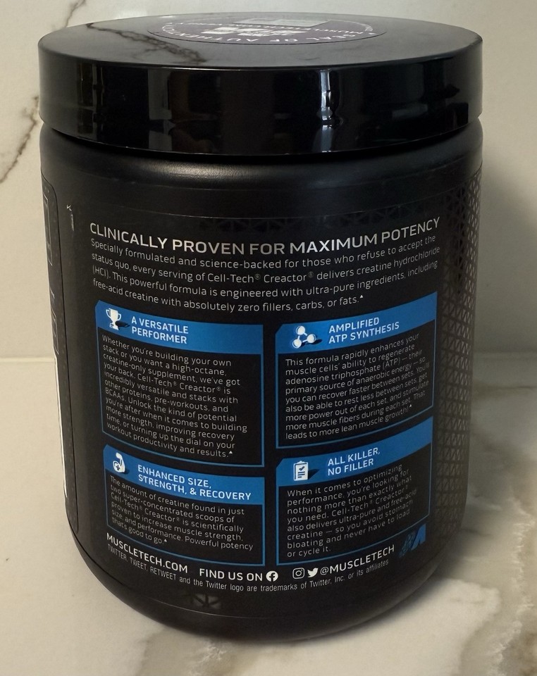 MuscleTech Cell Tech Creactor Creatine HCl Formula Post Workout Muscle ...